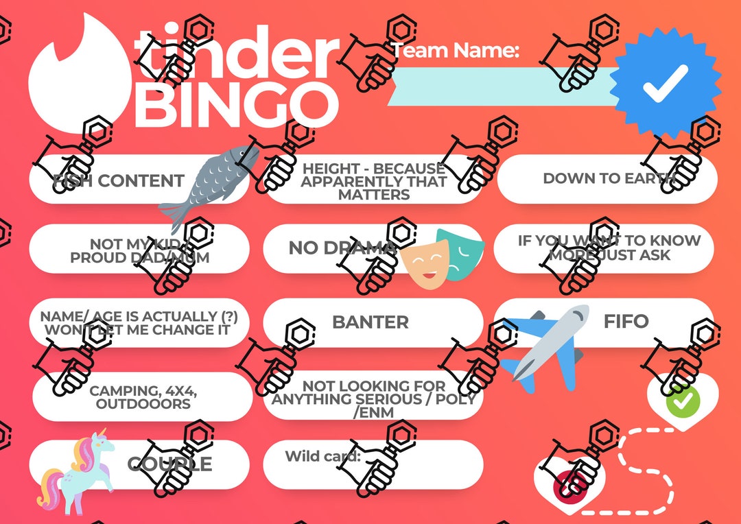Tinder Bingo Card Printable - Etsy