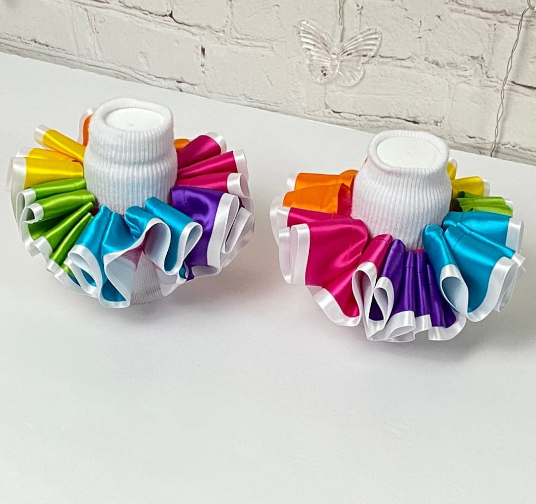 Kids Multi Color Ruffle Socks - Colorful Tutu Anklets - Ruffles Tutu ...