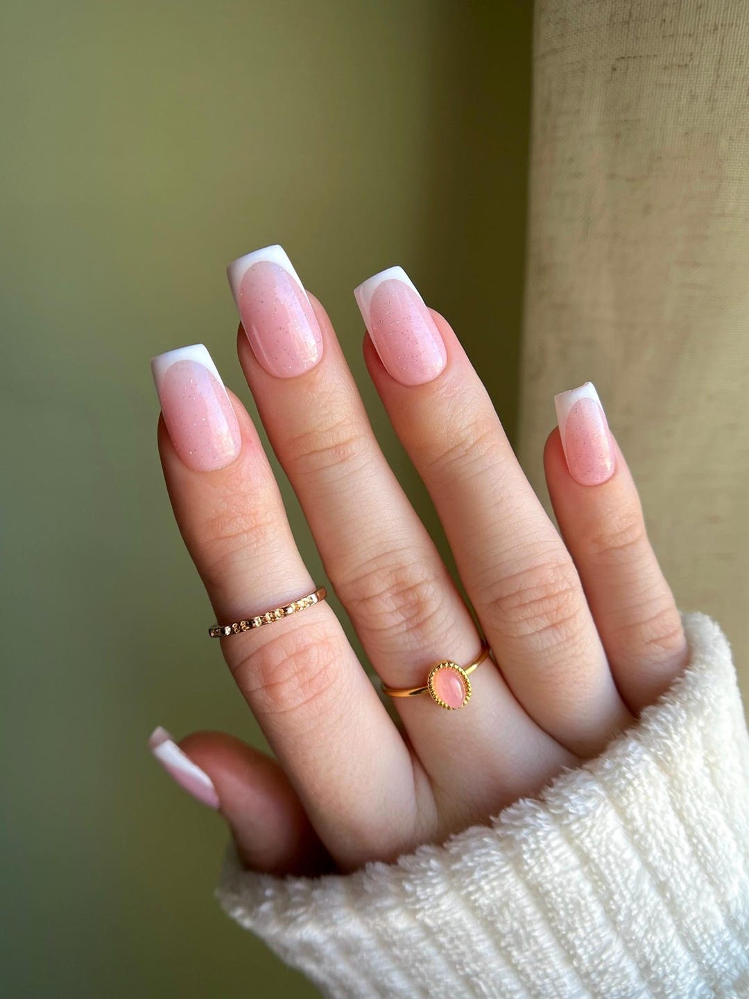 Diamond Frenchy | Press on Nails (customizable) - Etsy