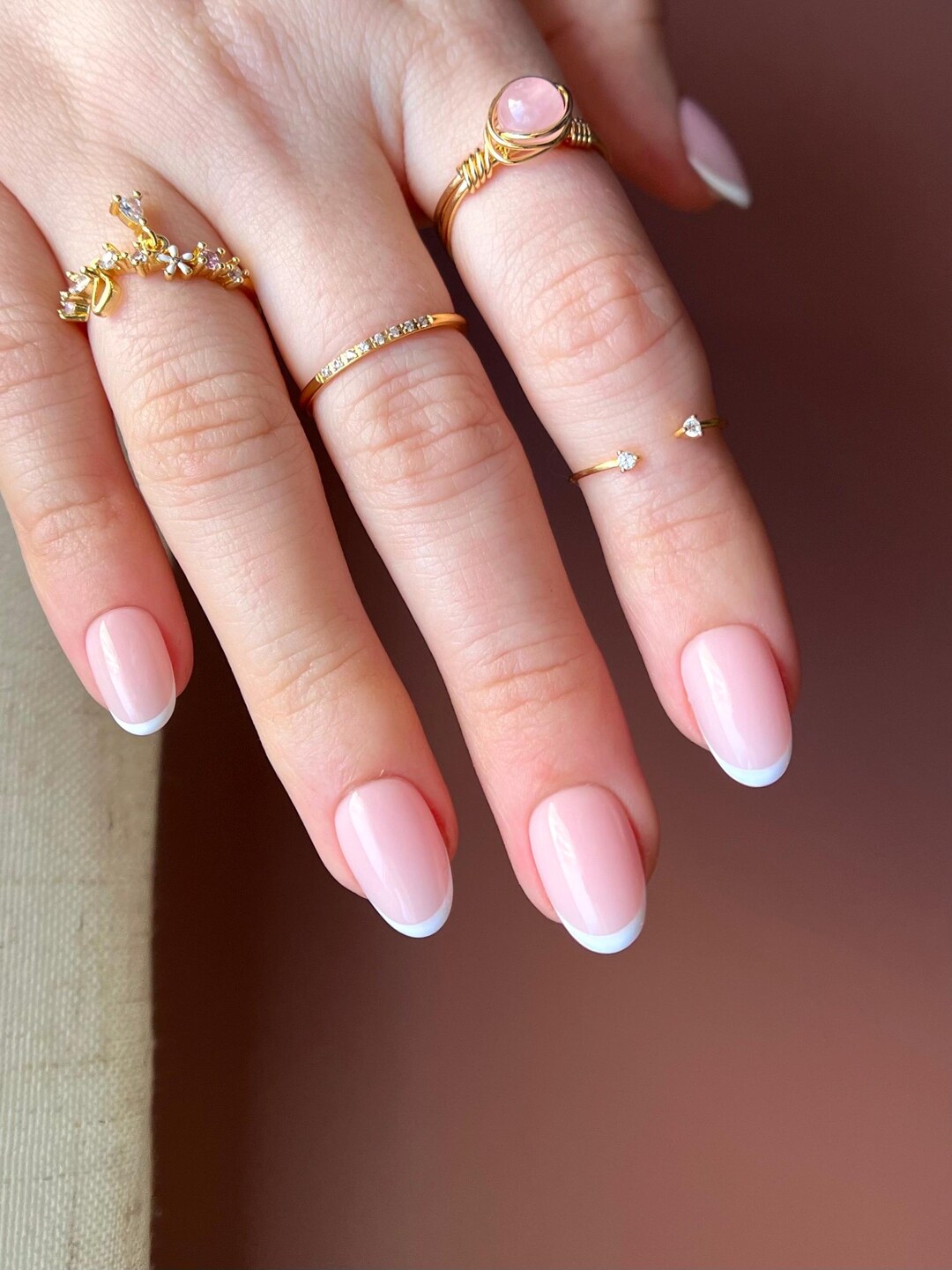 MICRO FRENCHY | Press on Nails | Stiletto Almond Coffin Ballerina Oval ...