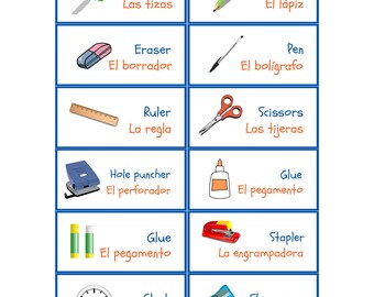 Classroom Labels English Spanish With Pictures - Etsy