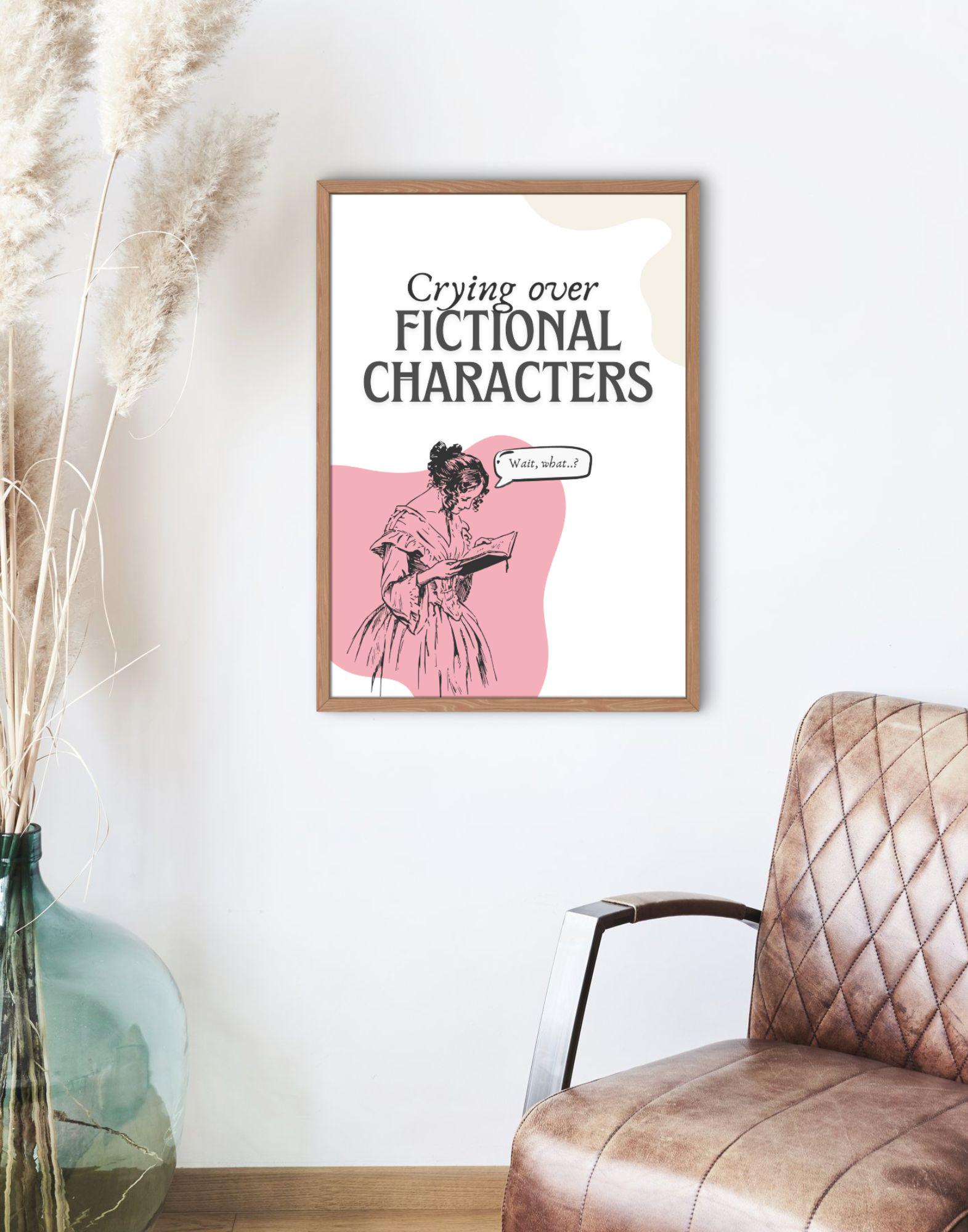 Crying Over Fictional Characters, Digital Print, Book Lover Art ...