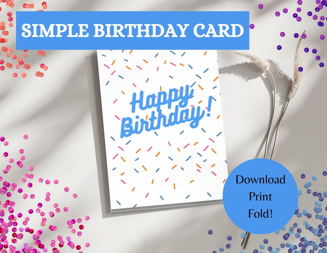 Digital Simple Happy Birthday Card, White, Portrait, 5x7 Birthday Card ...