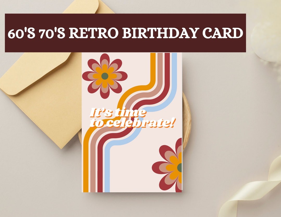 Groovy, 70's Theme, Happy Birthday Card, Celebration Card, Print at ...