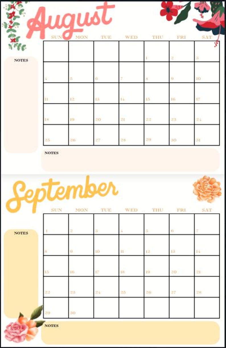 Printable Calendars, Digital Calendars, Year Planner, 2024-2025 ...
