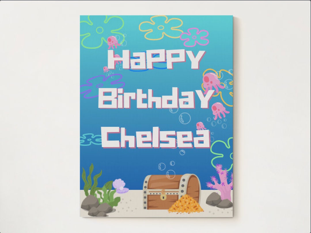 Customizable Party Sign, Printable Sign, Spongebob Poster, Spongebob ...