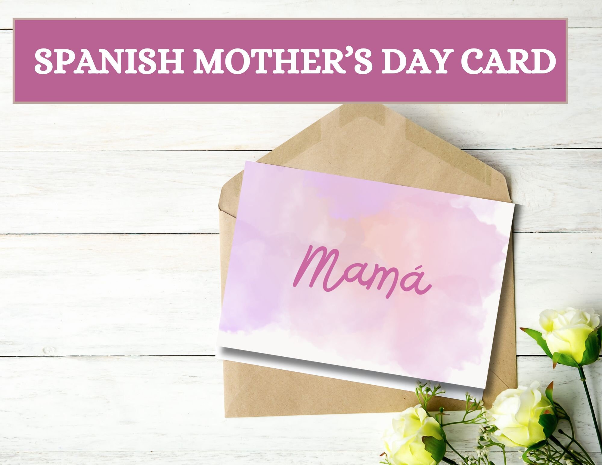 Printable Mothers Day Card, Spanish Cards, Dia De La Madre, Watercolor ...