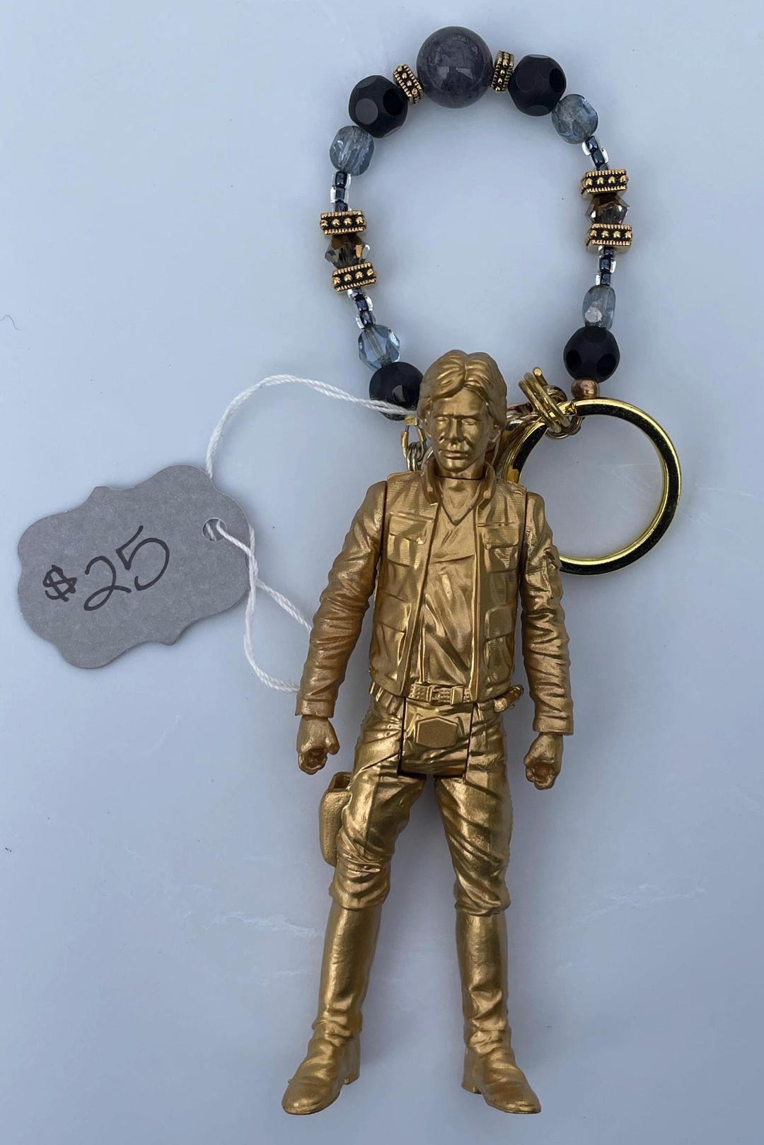 Handmade Gold Han Solo Action Figure Keychain: Star Wars Beaded Charm ...