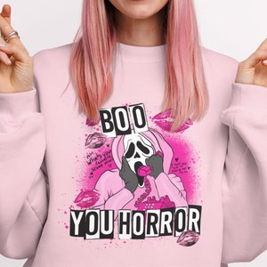 Boo You Horror Halloween Sweatshirt Ghost Calling Sweater - Etsy
