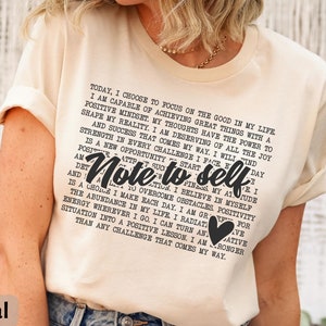 Note to Self T-shirt, Motivational Shirt, Mental Health Awareness Shirt ...