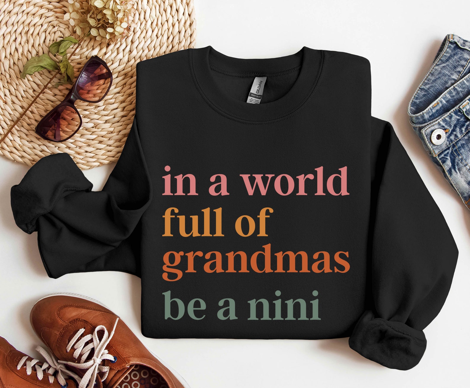 In A World Full of Grandmas Be A Nini Sweatshirt, Cool Nini Sweater ...