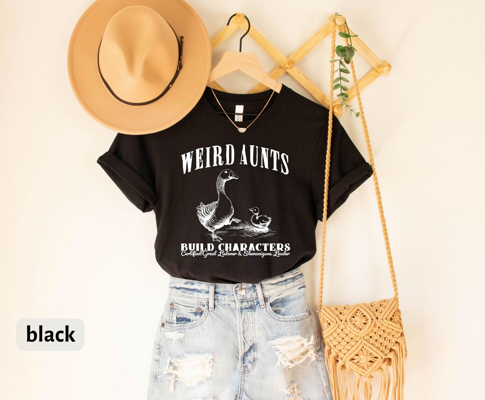 Weird Aunt Build Characters Tee, Funny Aunt Shirt, Funny Goose Weird ...