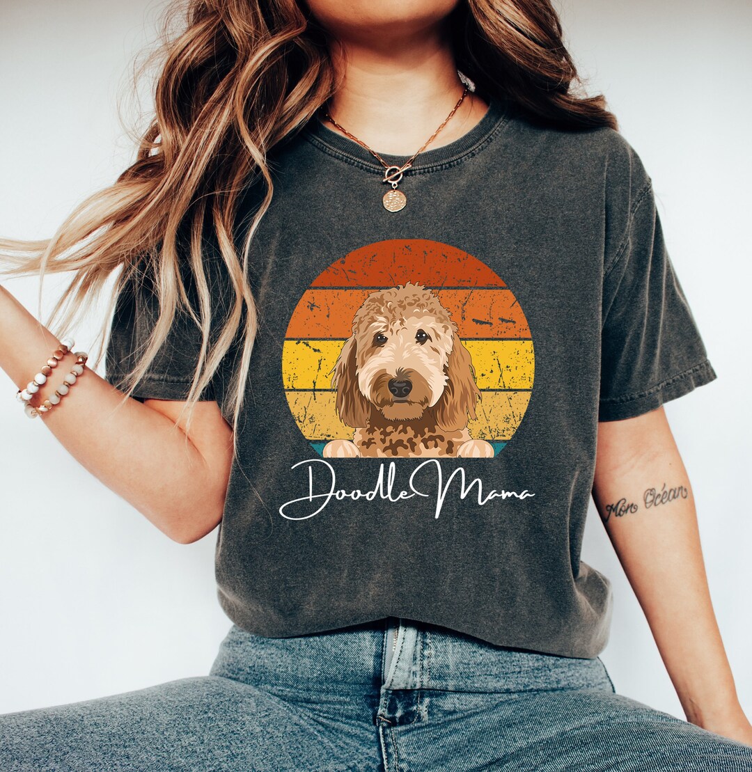 Vintage Doodle Mama Shirt, Sunset Dog Shirt, Gift for Her Golden Doodle ...
