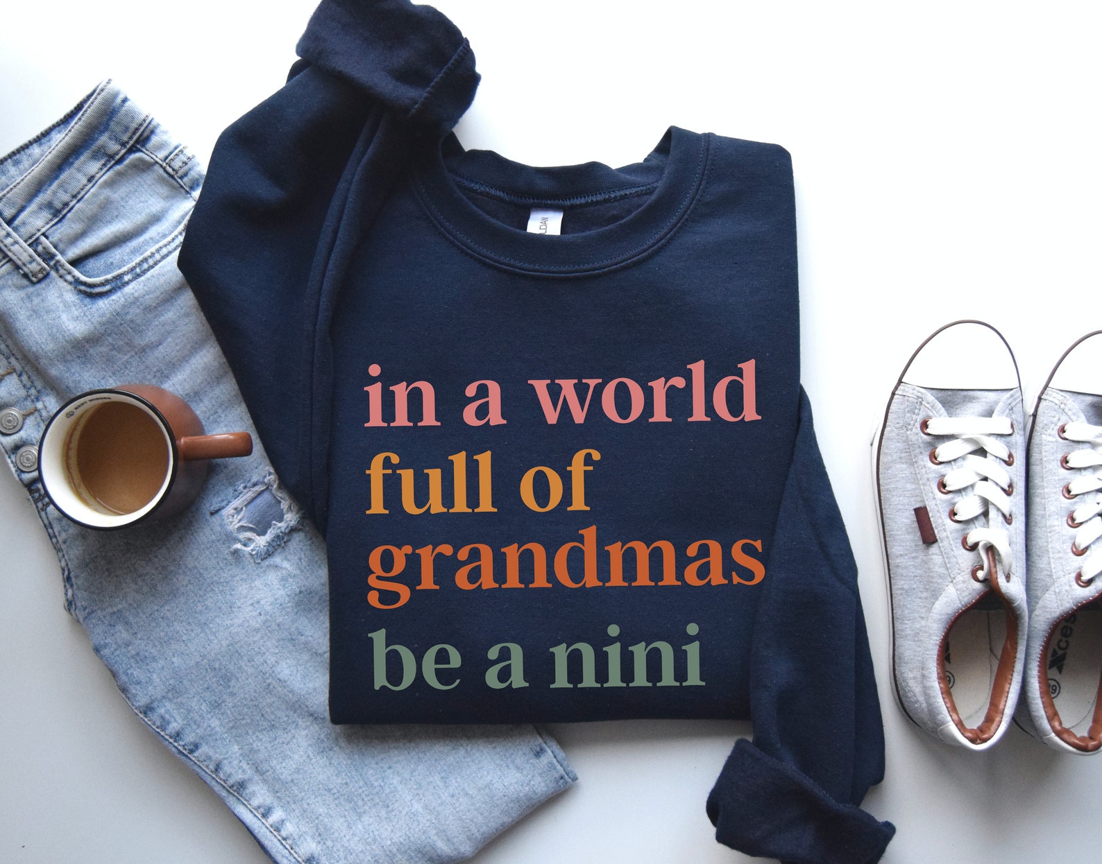 In A World Full of Grandmas Be A Nini Sweatshirt, Cool Nini Sweater ...
