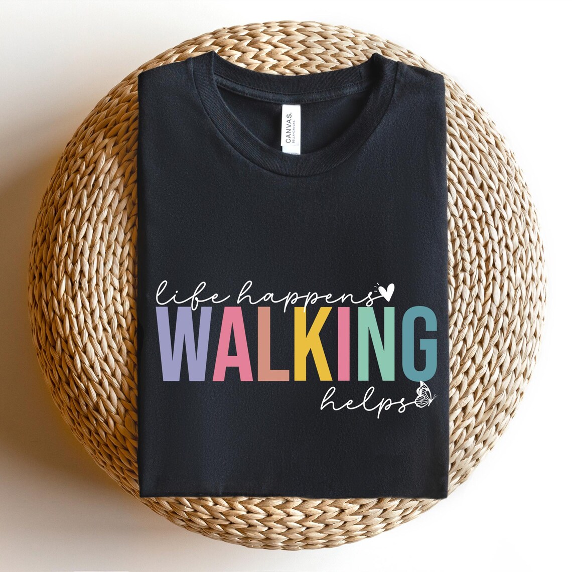 Life Happens Walking Helps T-shirt, Funny Fitness Walker Graphic Tee ...