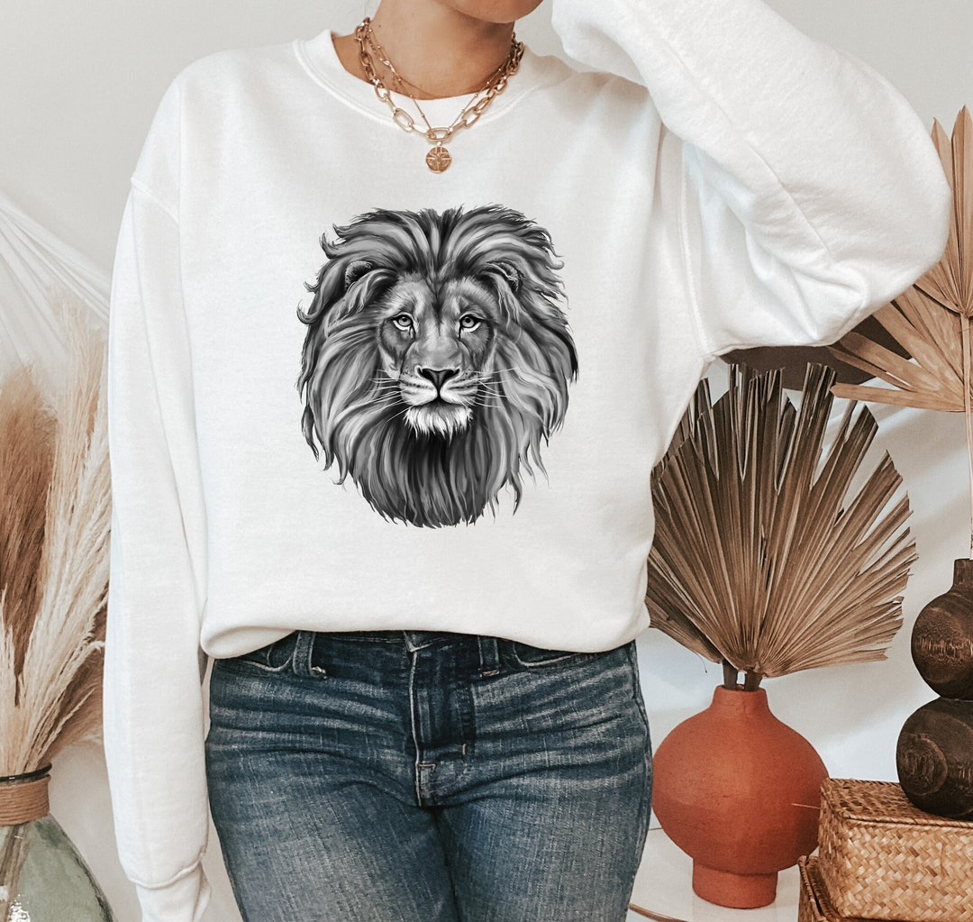 Lion Face Sweatshirt, Lion Animal Sweater and Hoodie for Men and Women ...
