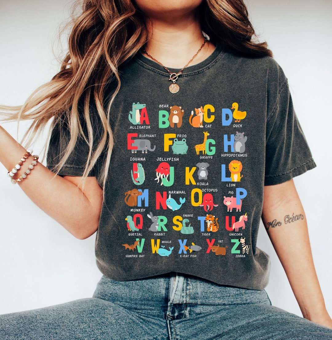 Alphabet T-shirt, ABC Tee, Animals Alphabet T-shirt, Kingergarten ...
