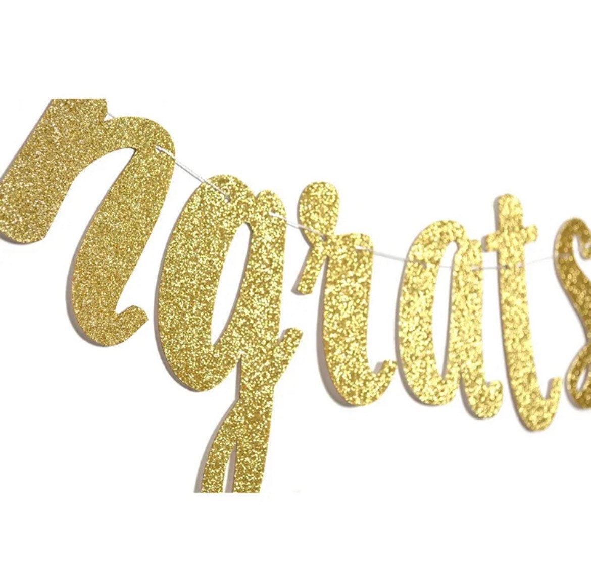 Gold Glitter Congrats Grad Banner - Etsy