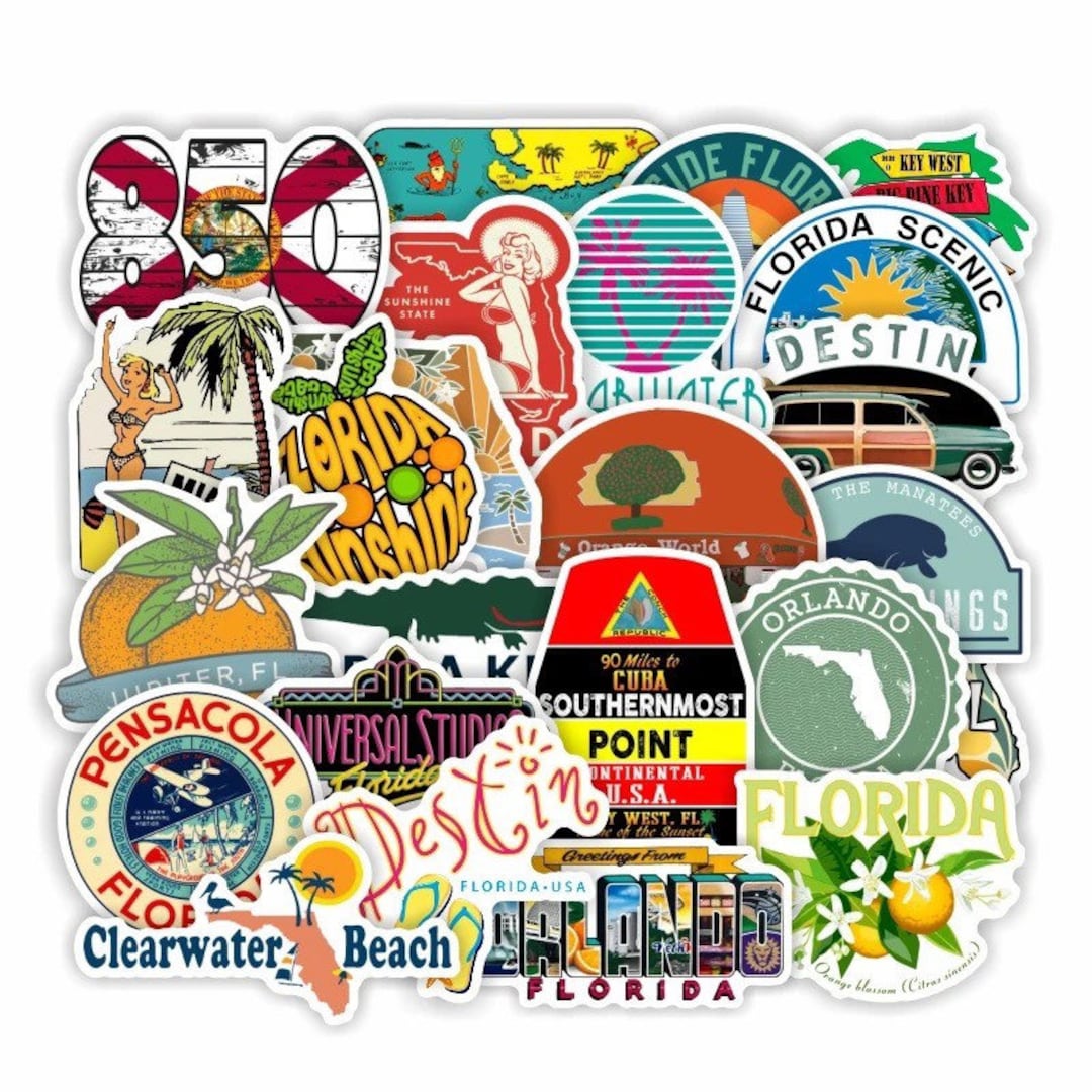 50 Piece FLORIDA Stickers - Etsy