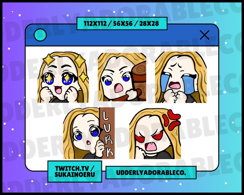 Cute Chibi Anime Girl Emotes 5 Pack Twitch, YT, Discord, Etc. - Etsy