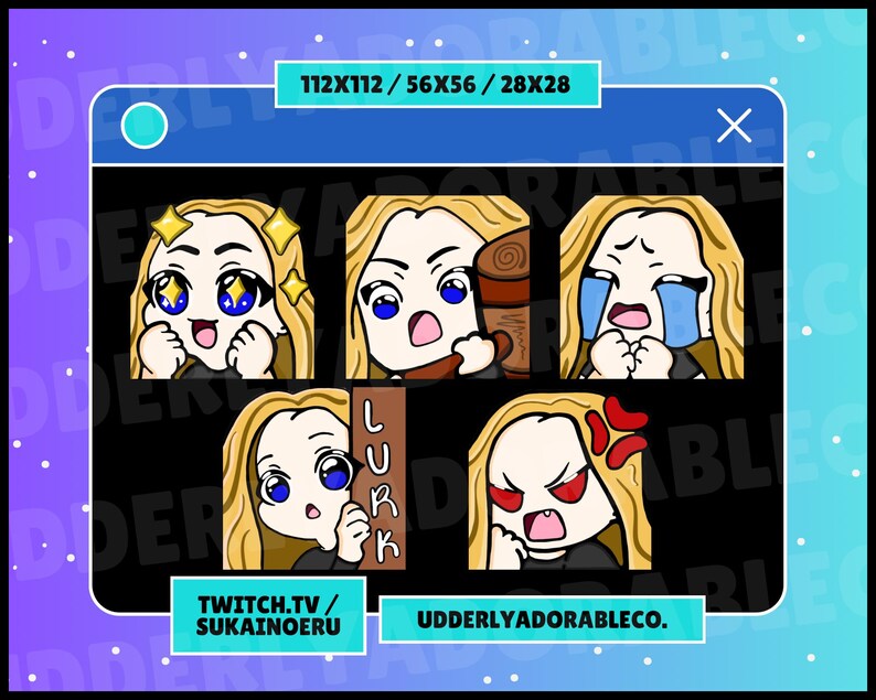 Cute Chibi Anime Girl Emotes 5 Pack Twitch, YT, Discord, Etc. - Etsy