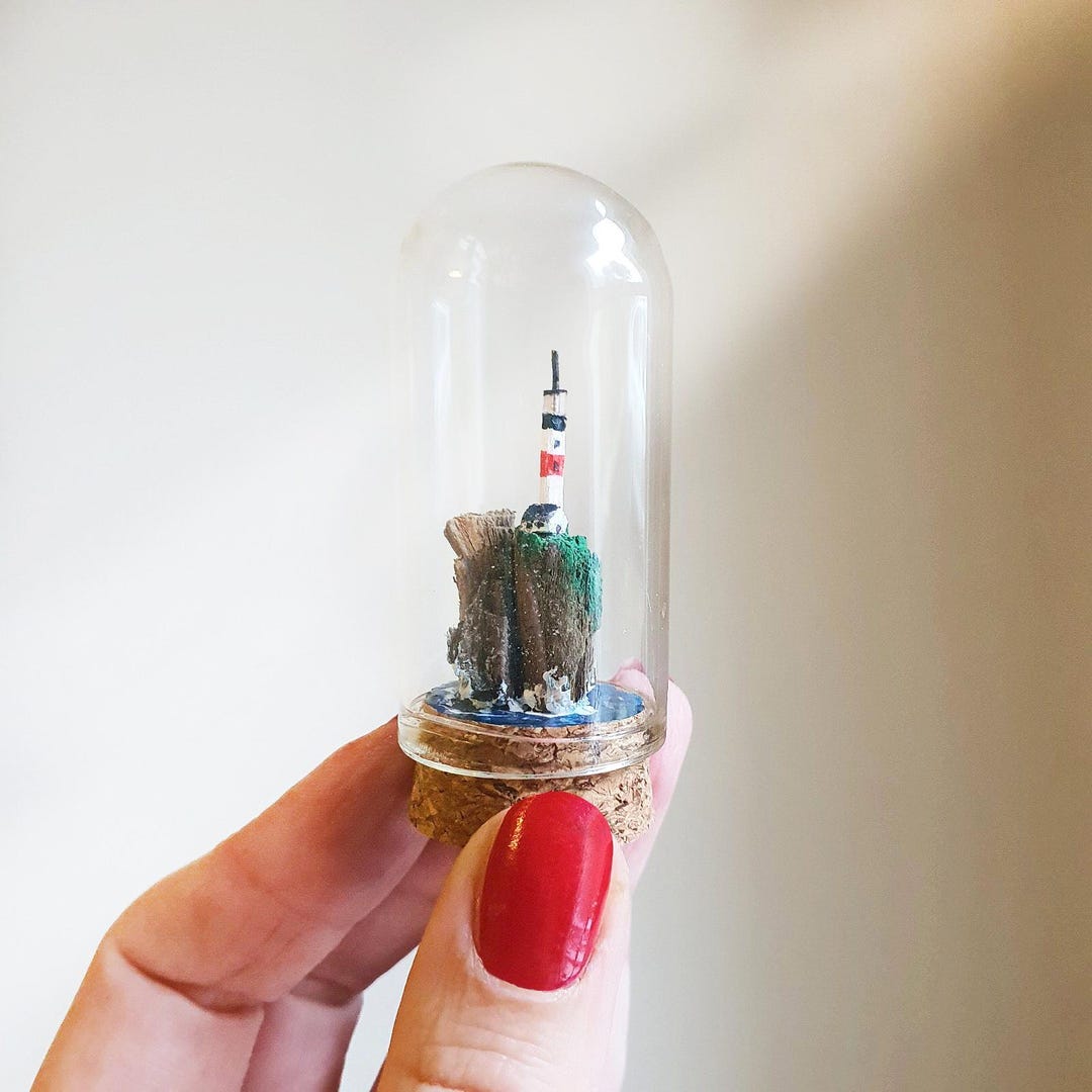 Original Handmade Driftwood Miniature Lighthouses in Glass Display 011 ...