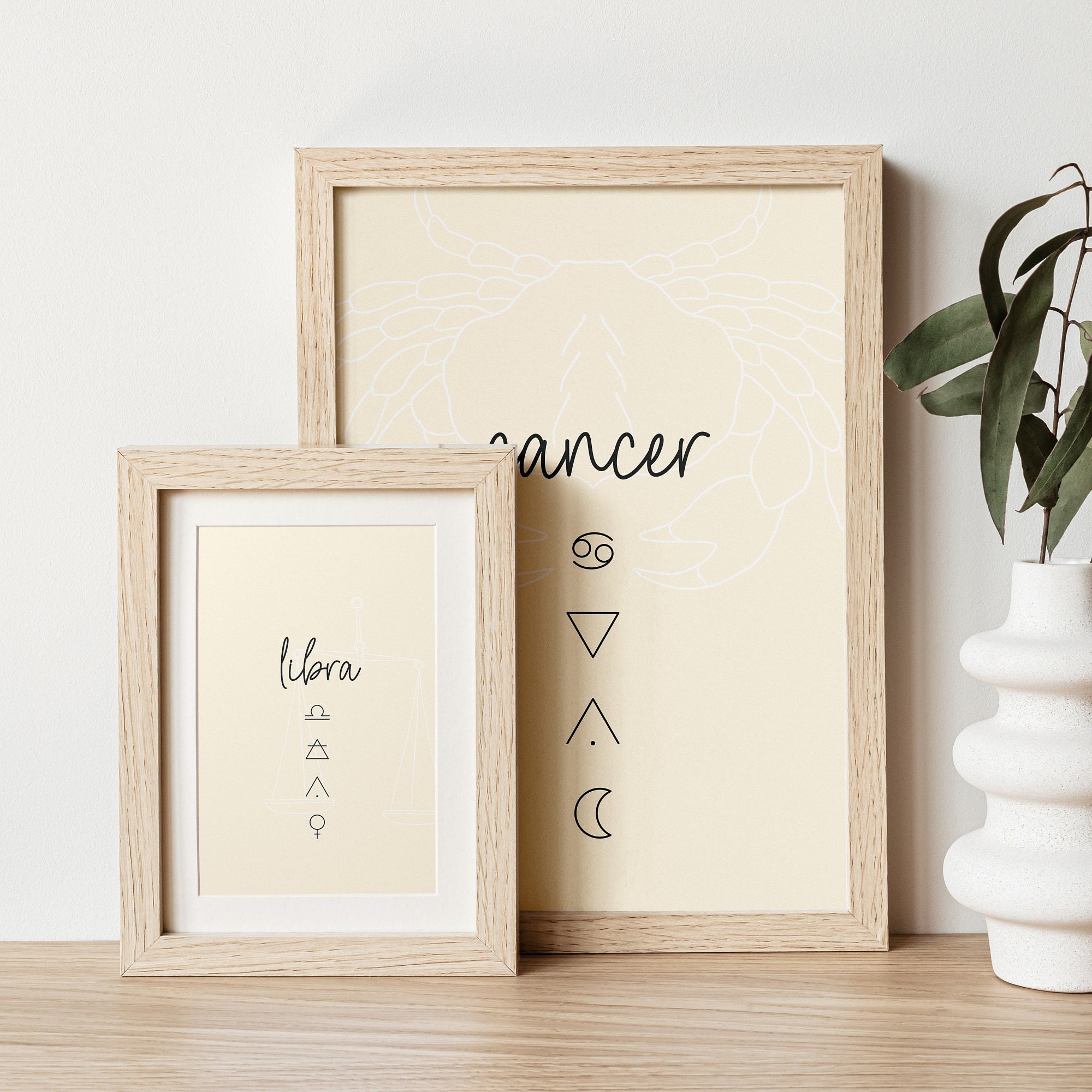 Zodiac Symbols Boho Wall Art, Zodiac Signs Boho Design, Astrology Print ...