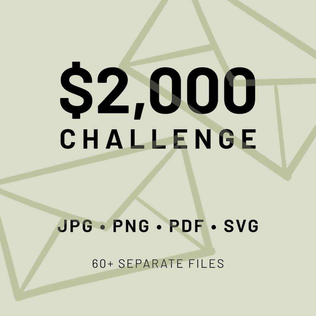 2K Savings Challenge, 60 Envelope Challenge for 2000 Savings, Printable ...