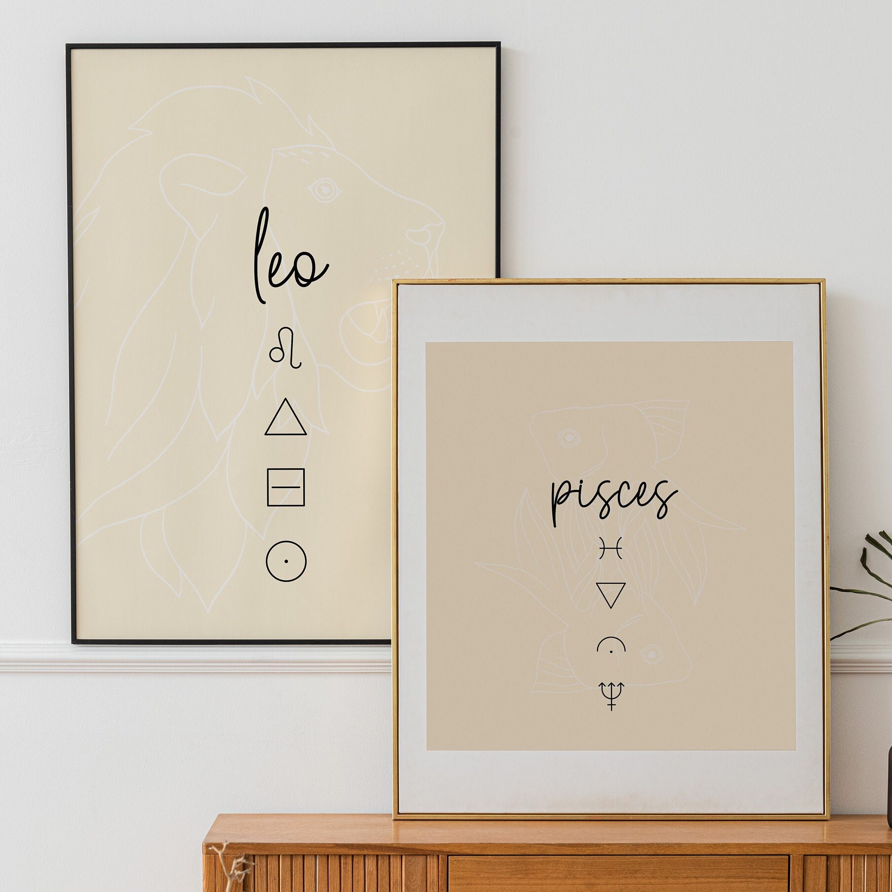 Zodiac Symbols Boho Wall Art, Zodiac Signs Boho Design, Astrology Print ...