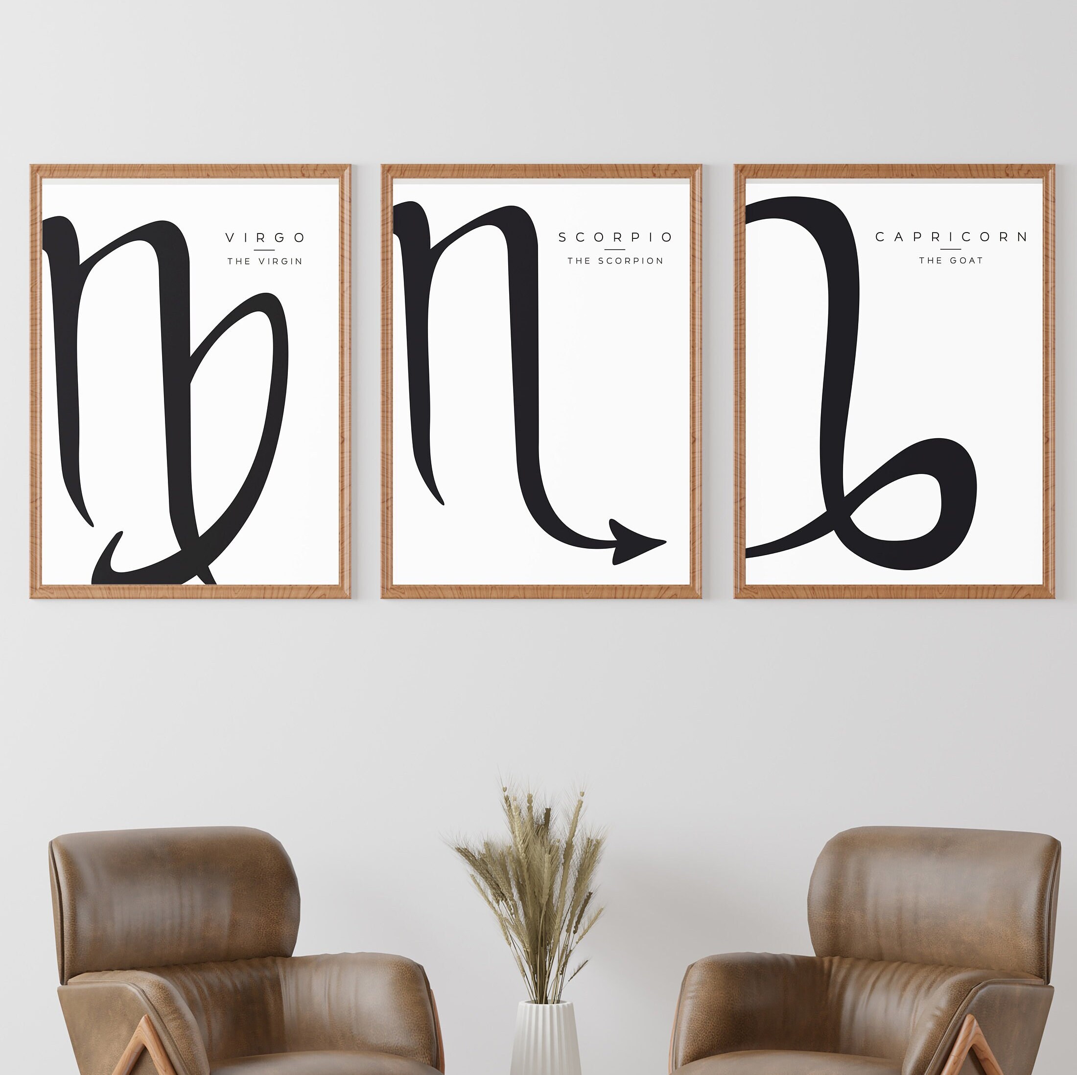 Zodiac Signs Wall Art, Zodiac Symbols Minimalist Design, Astrology ...