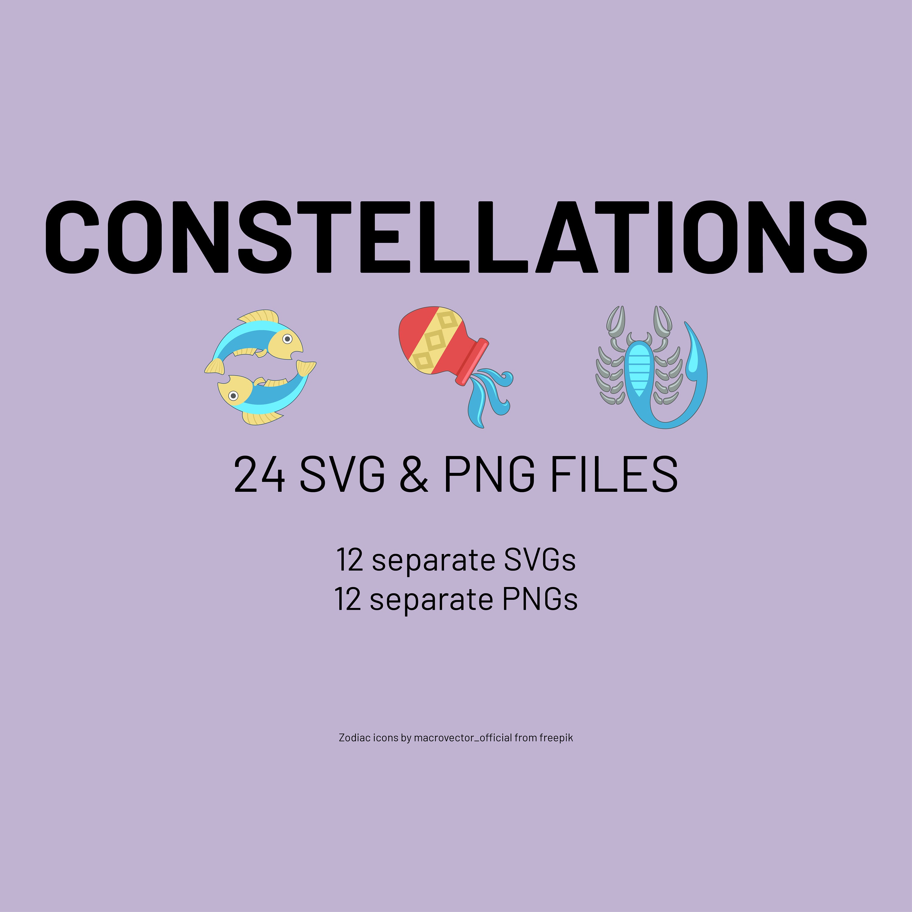 Zodiac Signs Constellations SVG PNG Files, Digital Download, Words ...