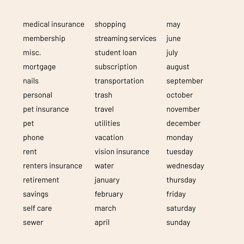 Budget Binder Labels SVG PNG, Money Essentials Labels, Finance Planning ...