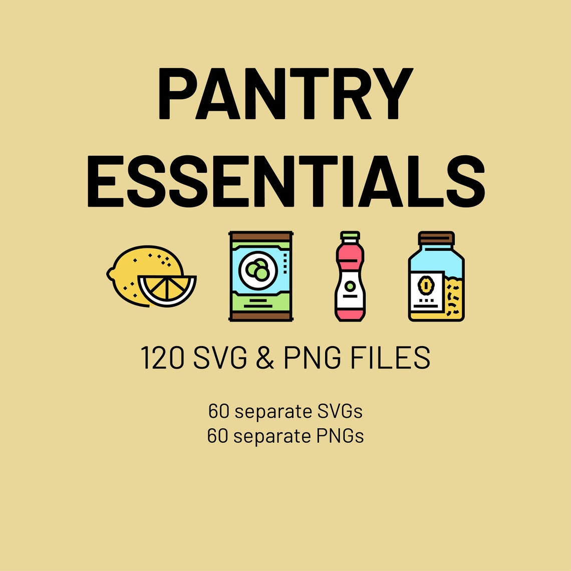 Pantry Labels SVG PNG, Kitchen Essential Labels, Pantry Organization ...