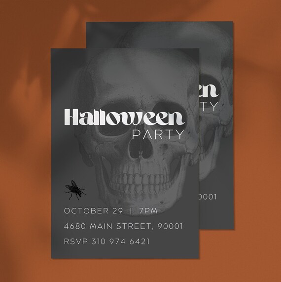 Creepy Halloween Party Invitation Halloween Party Skull - Etsy