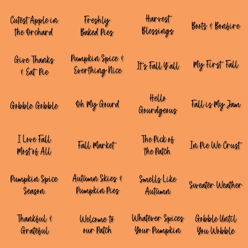 Fall Autumn SVG PNG Files, Digital Download, Words, Sayings, Phrases ...