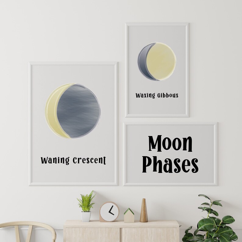 Moon Phases, Boho Minimalist PDF JPG SVG Files, Celestial Print ...