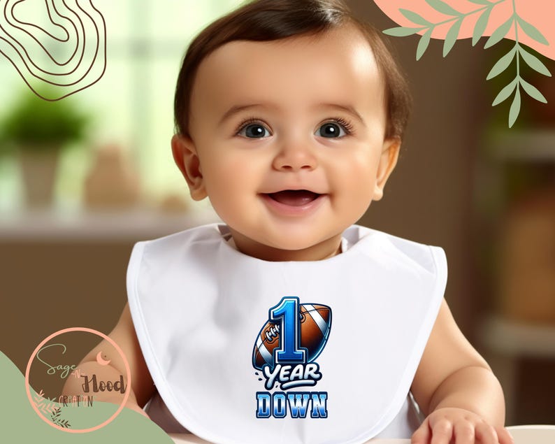 First Birthday Football Clipart PNG Printable Tshirt DTF Digital ...