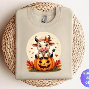 Autumn Highland Cows Clipart, Fall Clipart, Pumpkin Clipart,baby Animal ...