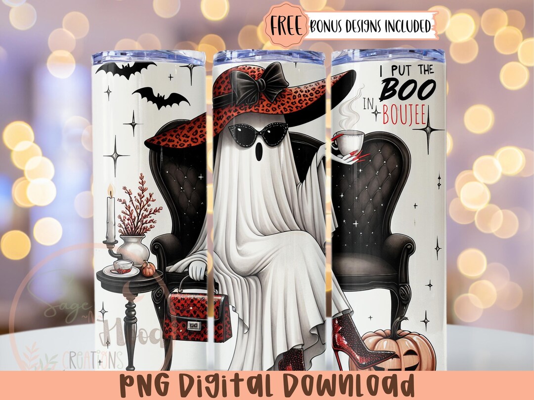 Bougee Ghost 20oz Tumbler Wrap PNG, Halloween Boojee 20 Oz Skinny ...