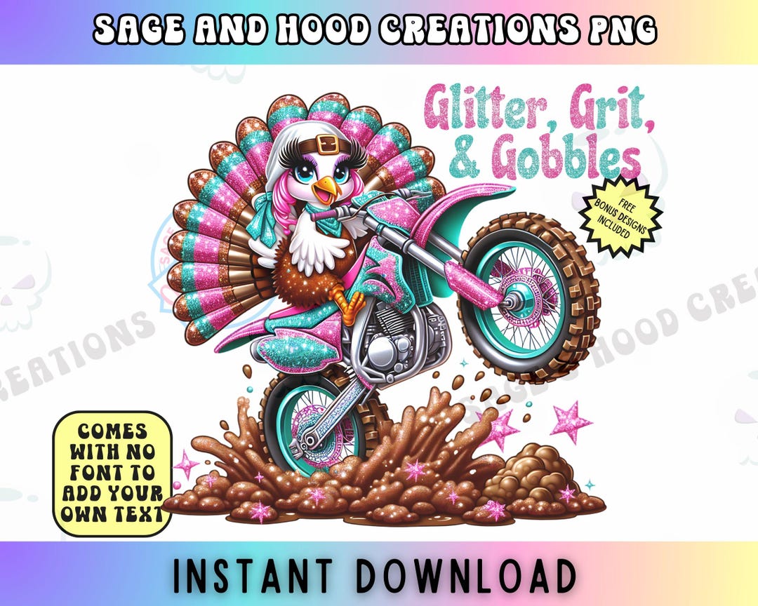 Cute Thanksgiving Glitter Turkey Png,fall Vibes Png,girls Fall Shirt ...