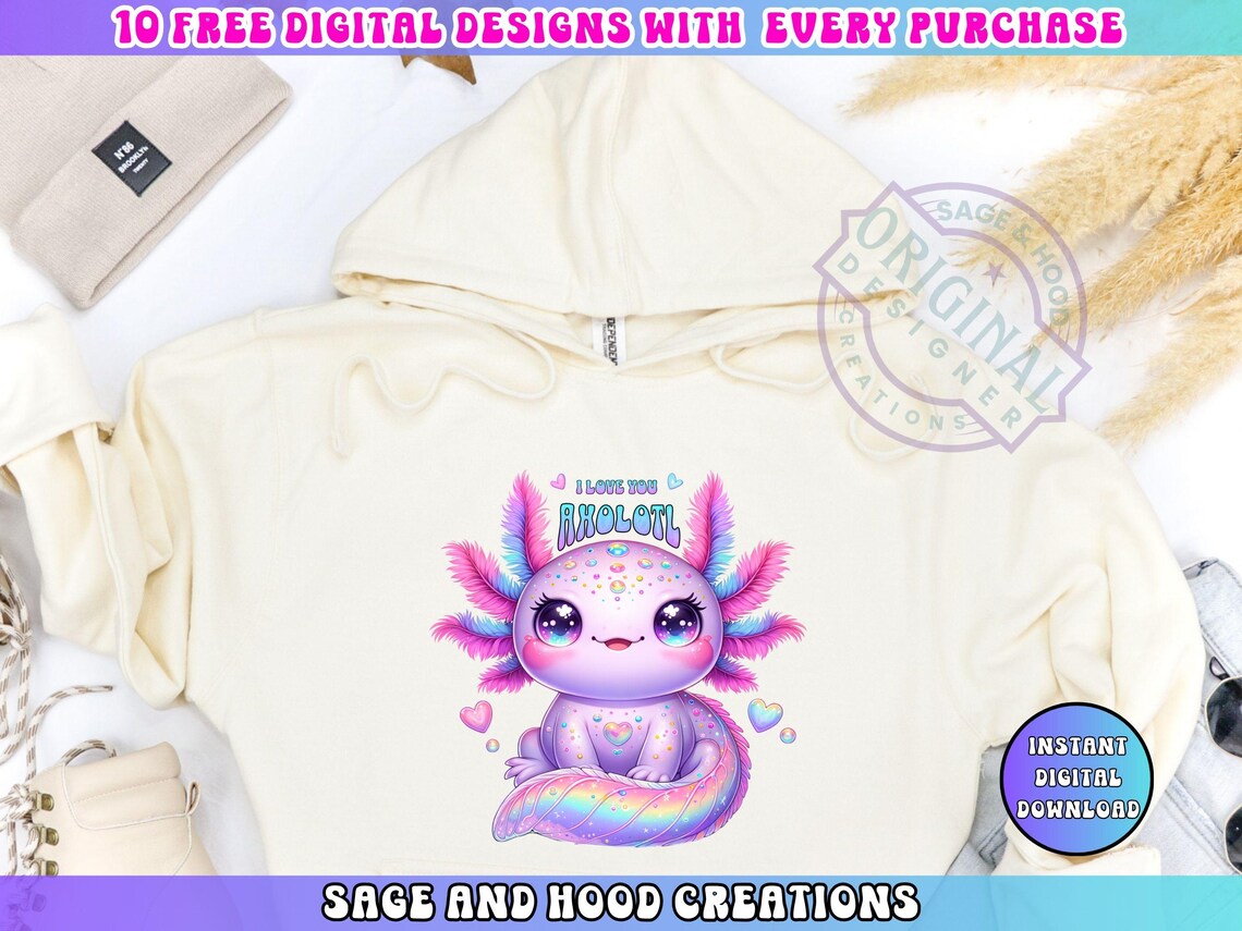 I Love You Axolotl PNG, Axolotl Clipart, Cute Axolotl, Pink Axolotl PNG ...