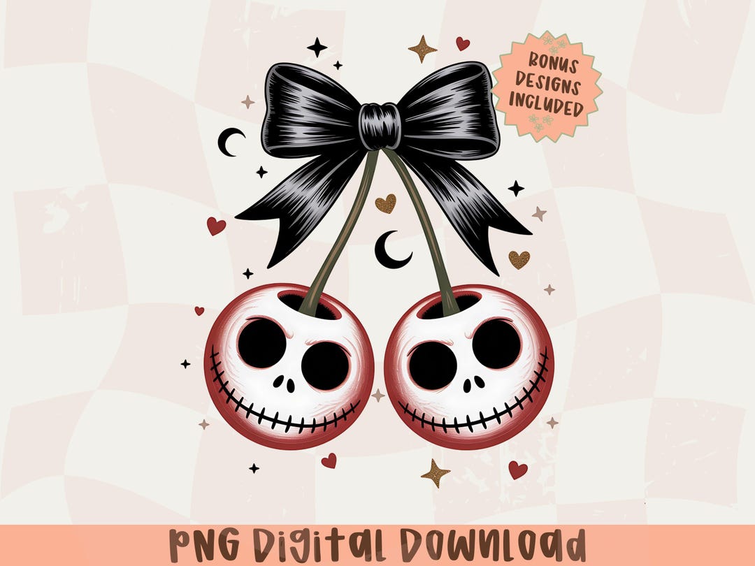 Skeleton Cherry Skulls PNG, Gothic Halloween Clipart, Grim Kawaii ...