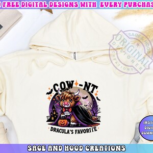 Dracula Highland Cow Halloween PNG, Spooky Fall Clipart (digital ...
