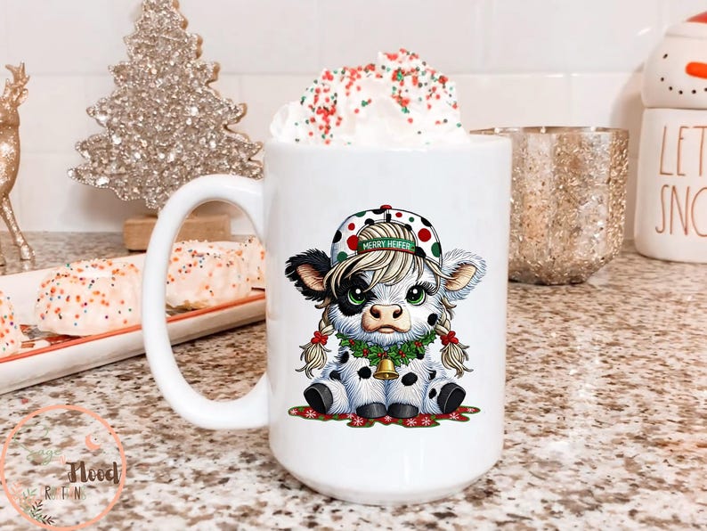 Merry Heifer Christmas Cow PNG – Cute Cow Christmas Clipart – Holiday ...