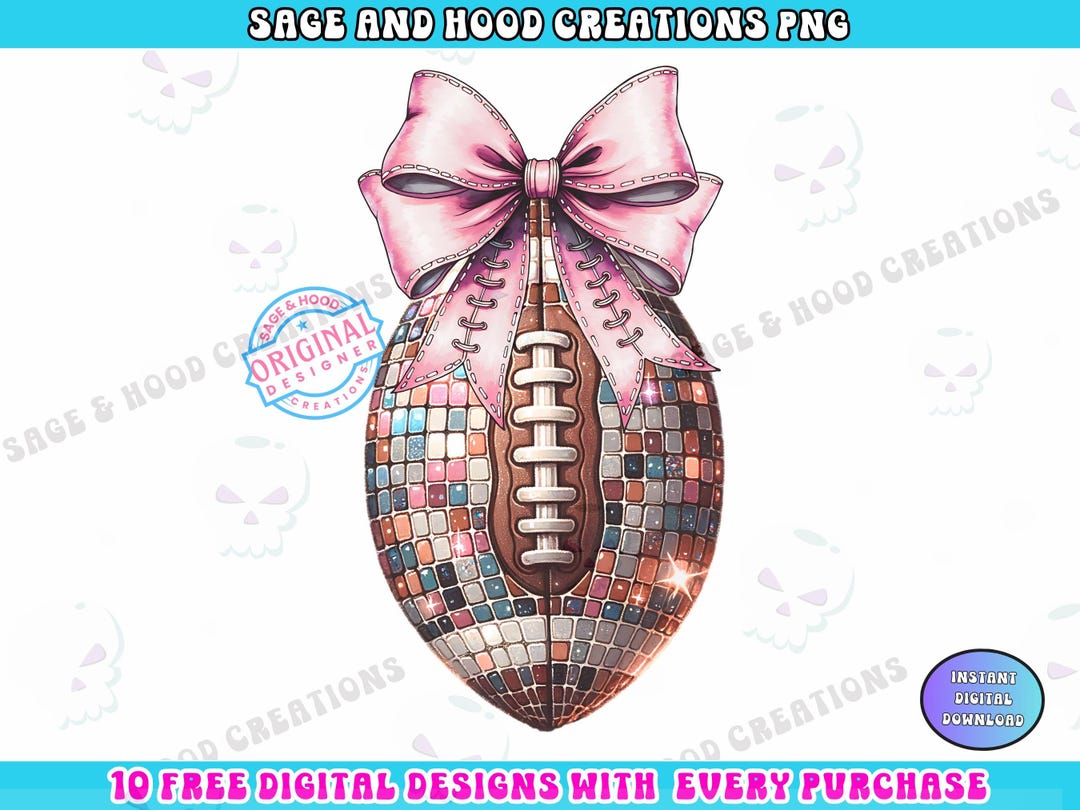 Coquette Football Png,football Mom Png, Football Bow Png,game Day, Fall ...