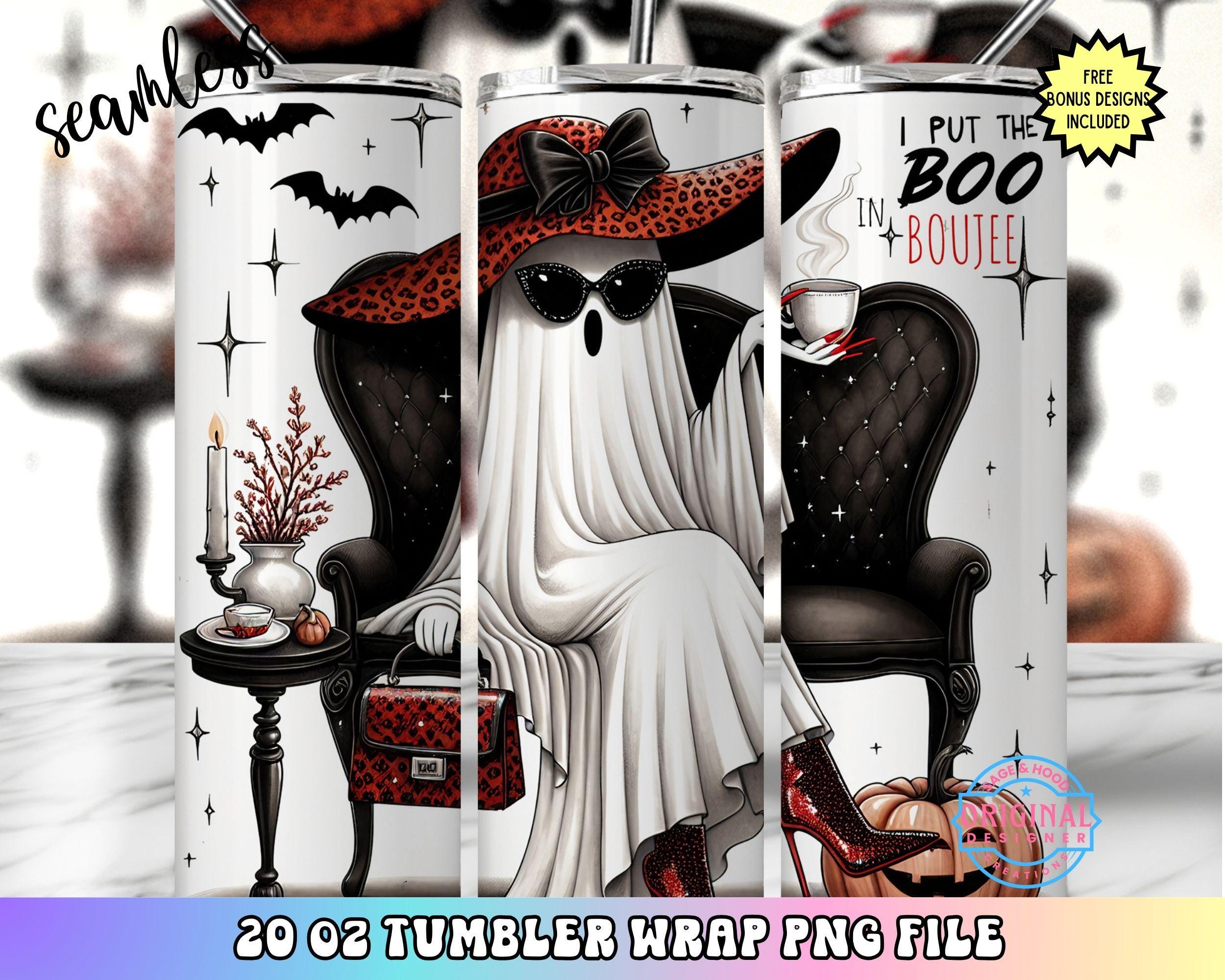 Bougee Ghost 20oz Tumbler Wrap PNG, Halloween Boojee 20 Oz Skinny ...