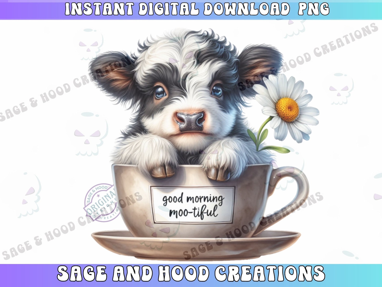 Good Morning Moo-tiful Highland Cow Png, Kitchen Towel Png,trendy Fall ...