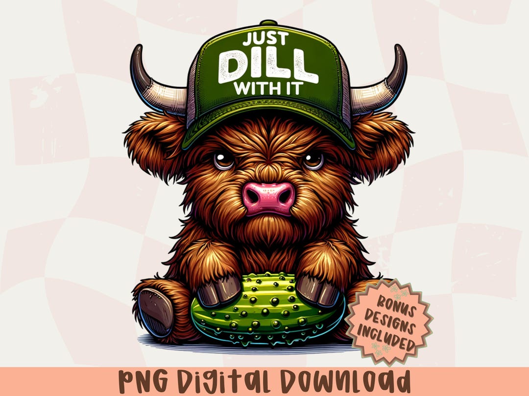 Cute Highland Cow Pickle Hat Png,just Dill With It Png,fluffy Cow ...
