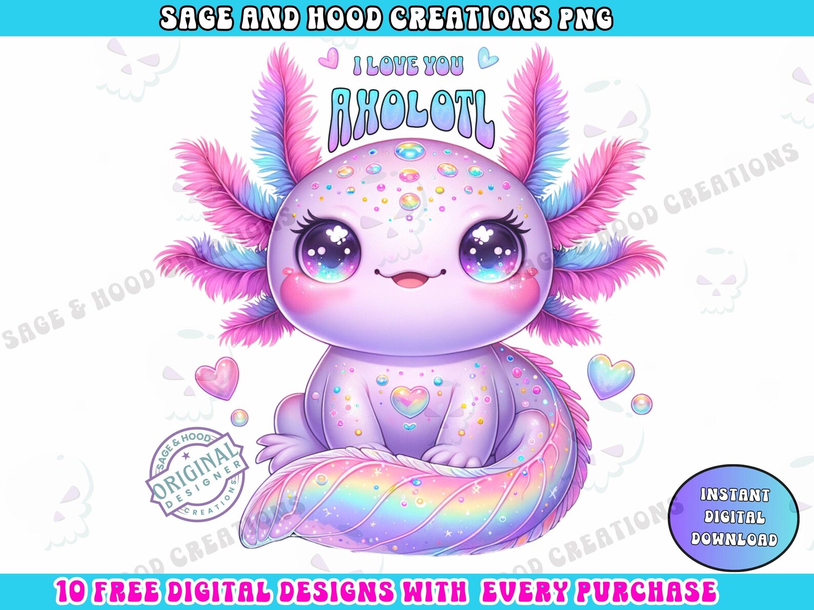 I Love You Axolotl PNG, Axolotl Clipart, Cute Axolotl, Pink Axolotl PNG ...