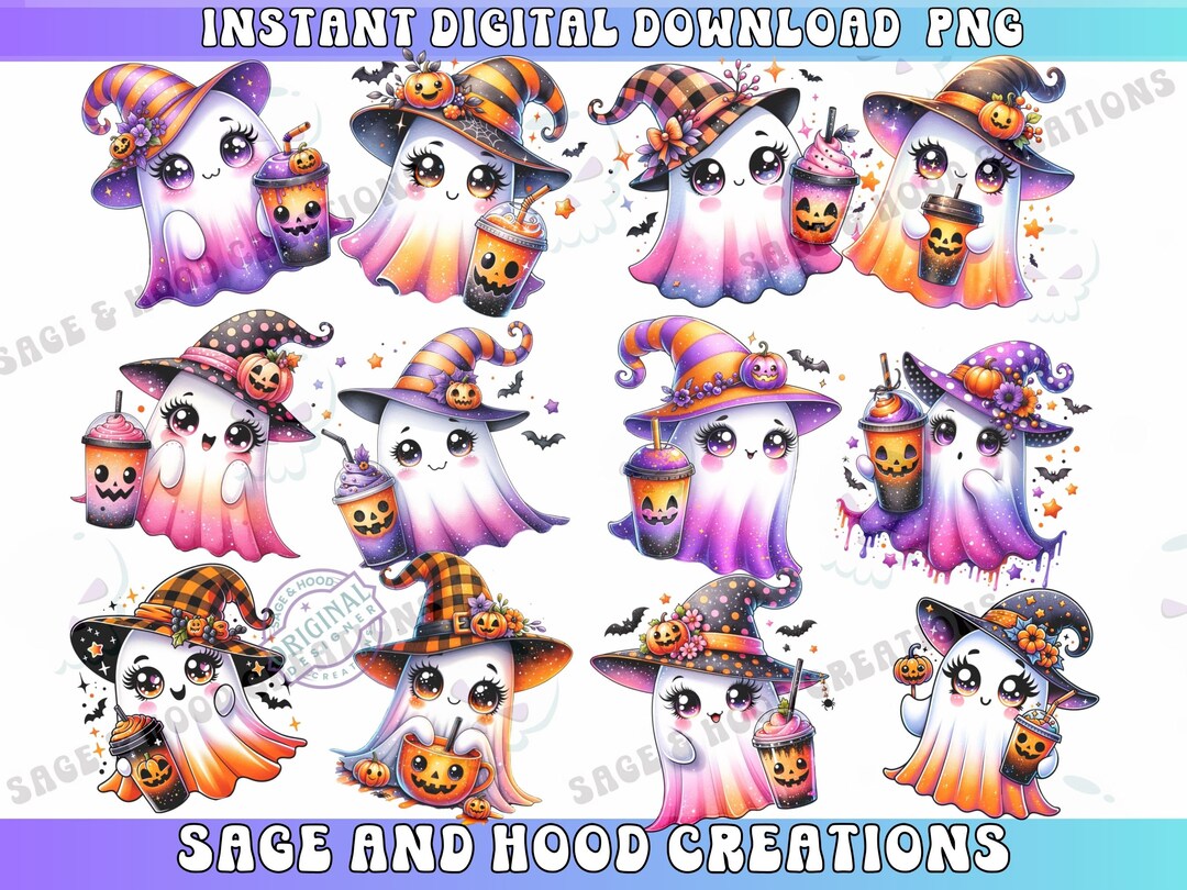 Cute Ghost Bundle, Halloween Png, Bougie Ghost,halloween Bundle,spooky ...